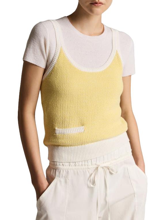 VINCE Vince Birdseye Pocket Cotton Blend Tank